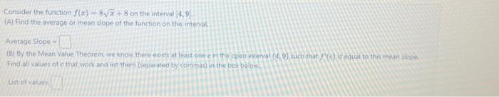 Solved Consider the function f(x)=8x+8 on the interval | Chegg.com