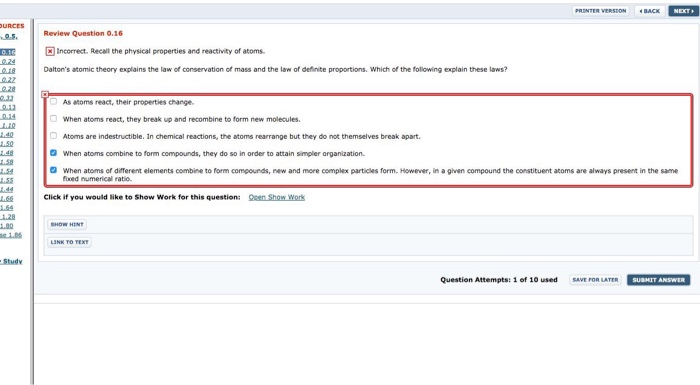 Solved PRINTER VERSION BACK NEXT oURCES Review Question 0.16 | Chegg.com