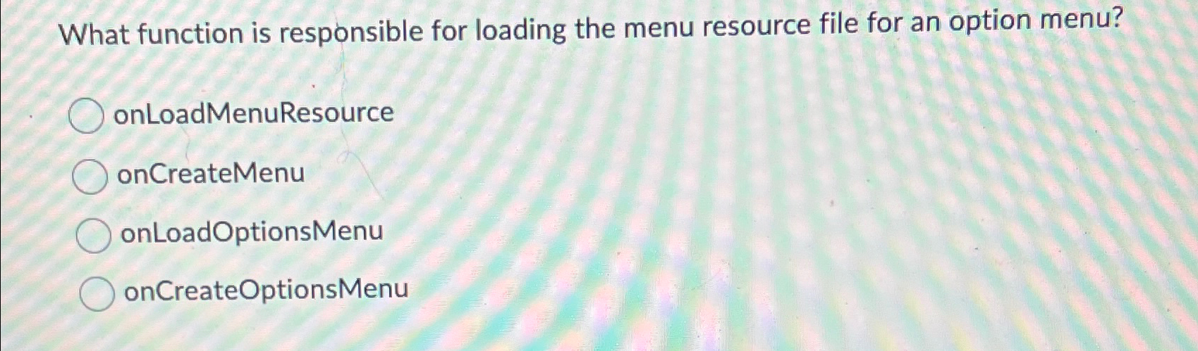 Solved What function is responsible for loading the menu | Chegg.com