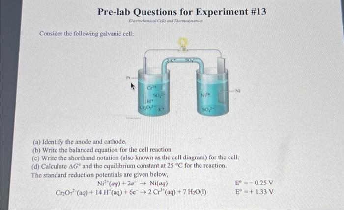 Solved Pre-lab Questions for Experiment \#13 | Chegg.com