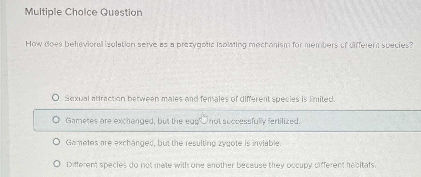 Solved Multiple Choice QuestionHow does behavioral isolation | Chegg.com