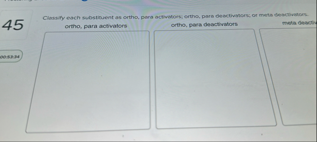Solved Classify each substituent as ortho, para activators; | Chegg.com