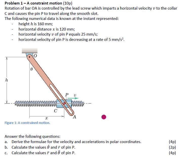 Solved Problem 1- ﻿A constraint motion Rotation of bar OA is | Chegg.com