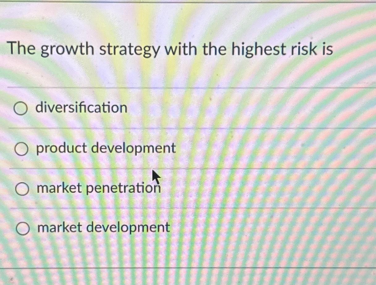 Solved The growth strategy with the highest risk | Chegg.com