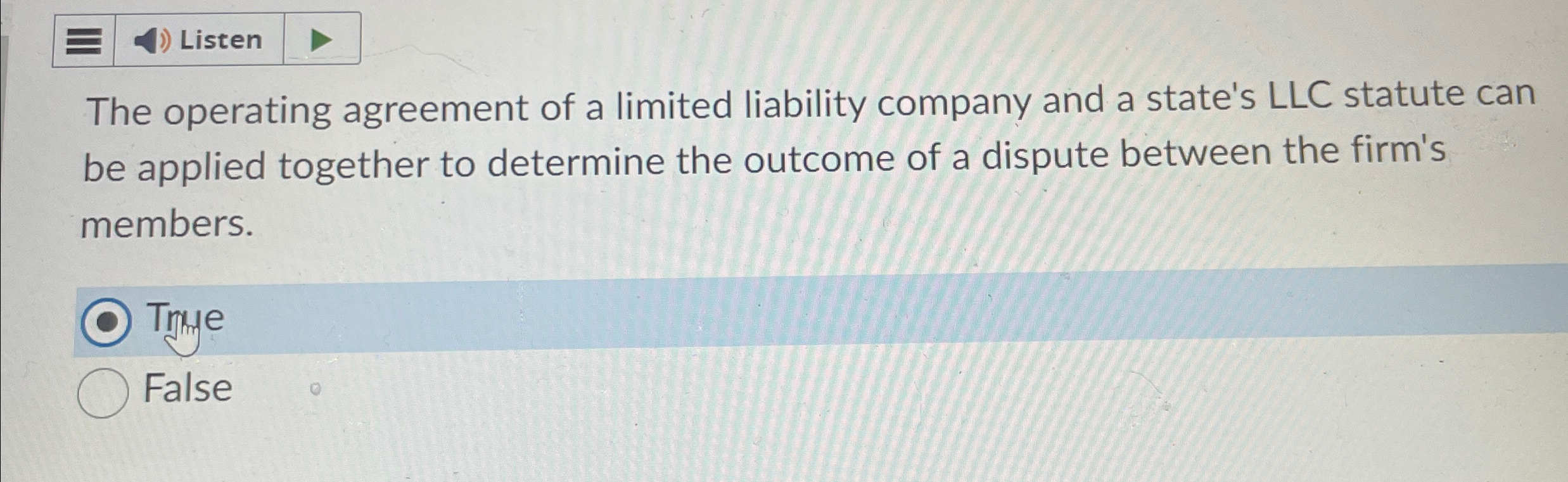 Solved ListenThe operating agreement of a limited liability | Chegg.com