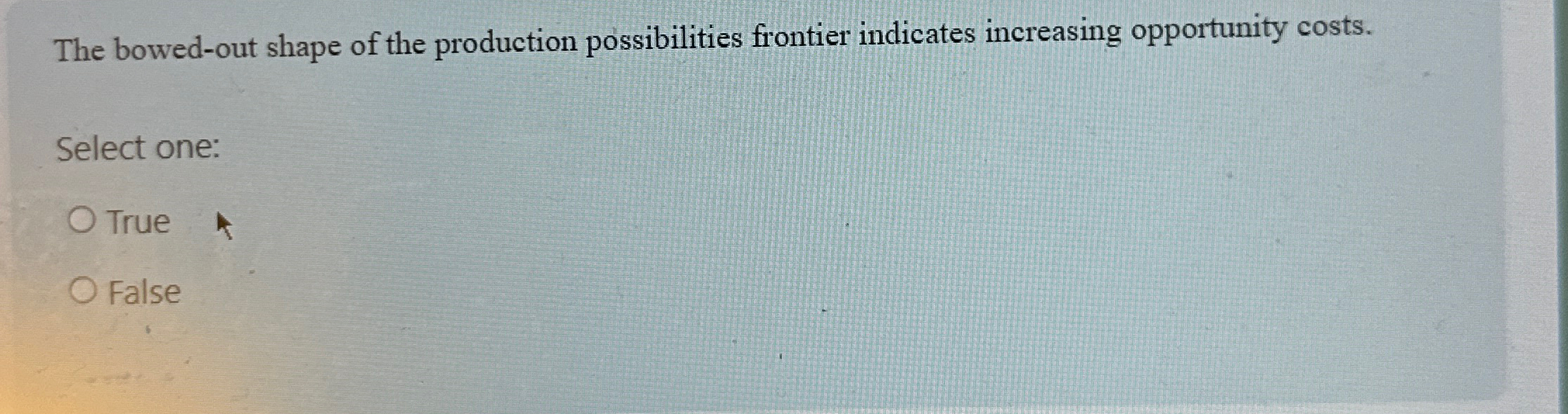 Solved The bowed-out shape of the production possibilities | Chegg.com