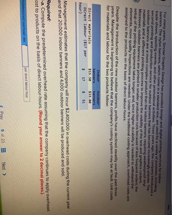 Solved For many years, Sinclair Graphic Design has provided | Chegg.com