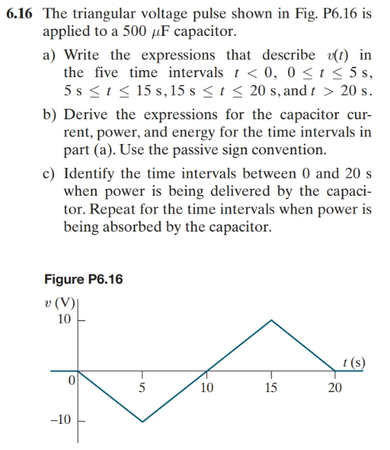 6.16 ﻿The triangular voltage pulse shown in Fig. | Chegg.com