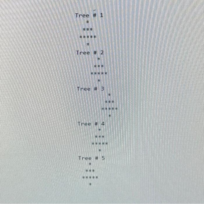Solved Modify The Program Below To Output The 5 Trees As