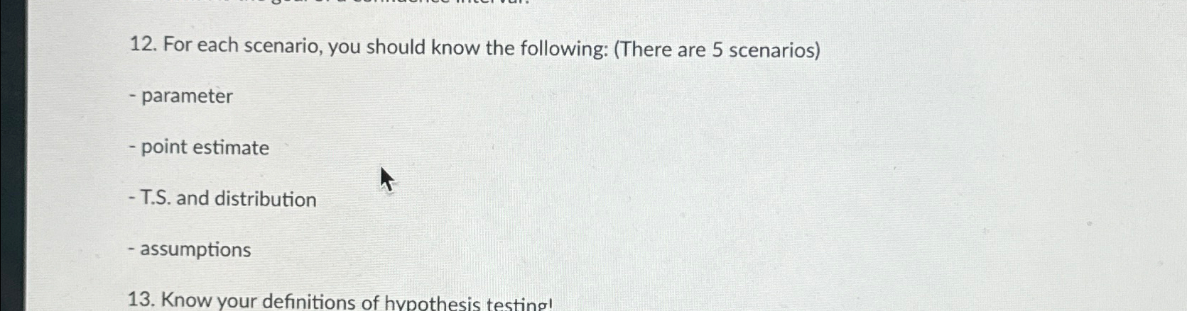 Solved For each scenario, you should know the following: | Chegg.com