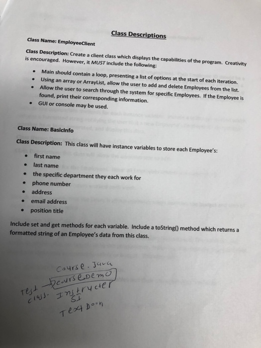 Solved Programming II Final Project Alternate Option | Chegg.com