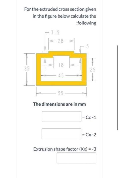 Solved For the extruded cross section given in the figure | Chegg.com