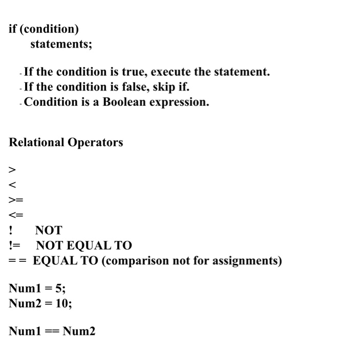 Solved if (condition) statements; If the condition is true, | Chegg.com