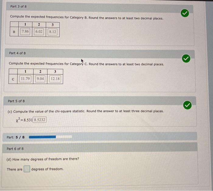Solved For the given table of observed frequencies: 1 2 3 A | Chegg.com