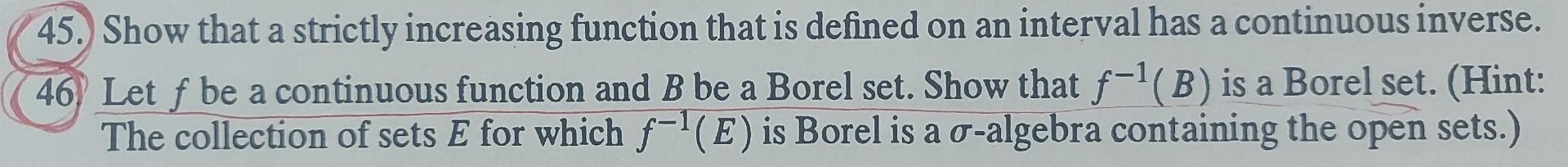 Solved 45. Show that a strictly increasing function that is | Chegg.com