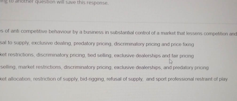 Solved S of anti competitive behaviour by a business in | Chegg.com