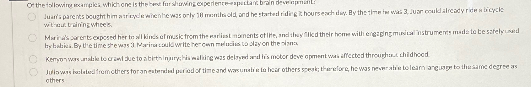 Solved Of the following examples, which one is the best for | Chegg.com