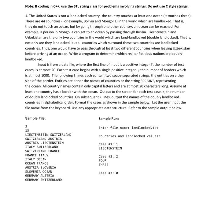 Solved Note If Coding In C Use The Stl String Class For