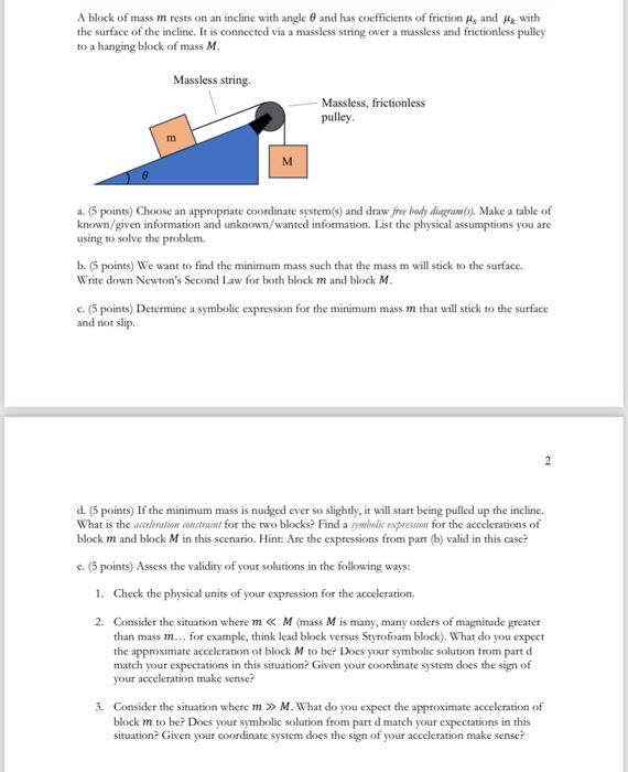 A block of mass m rests on an incline with angle θ | Chegg.com
