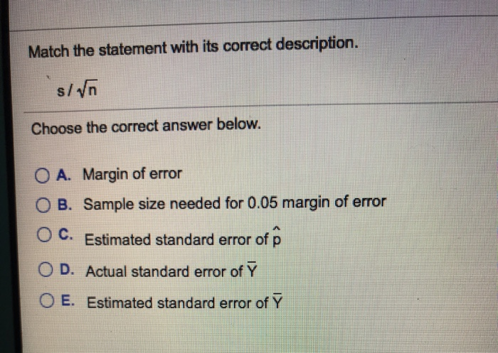 Solved Match the statement with its correct description. | Chegg.com