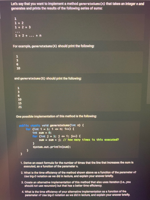 Solved Let's say that you want to implement a method | Chegg.com