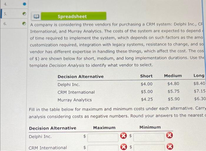 Solved A company is considering three vendors for purchasing | Chegg.com