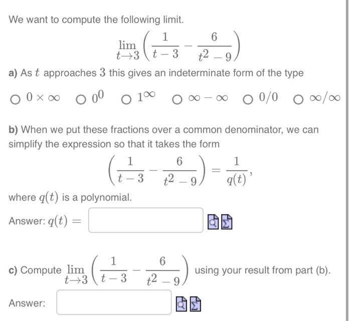 Solved We want to compute the following limit. | Chegg.com