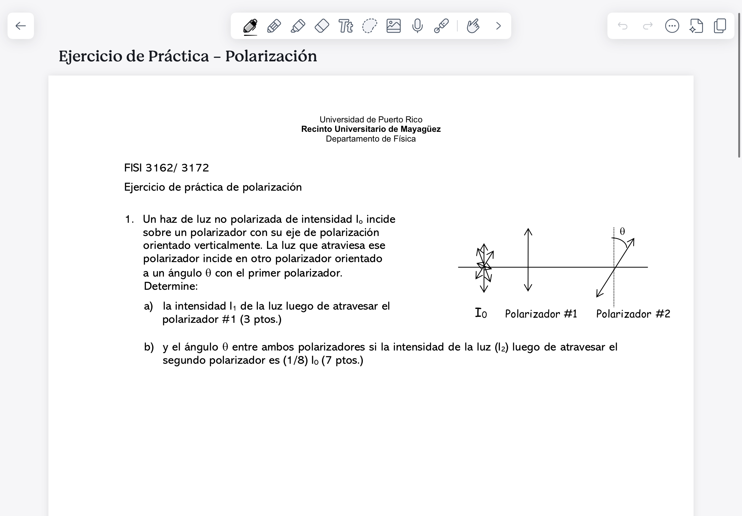 Solved Ejercicio de Práctica - ﻿PolarizaciónUniversidad de | Chegg.com