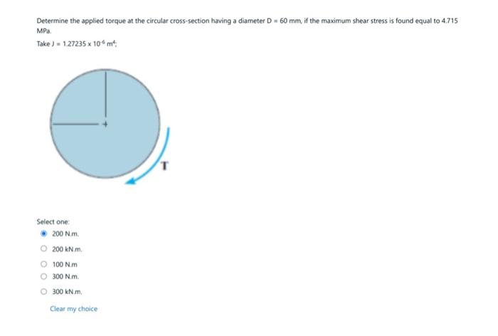 Solved Determine the applied torque at the circular | Chegg.com