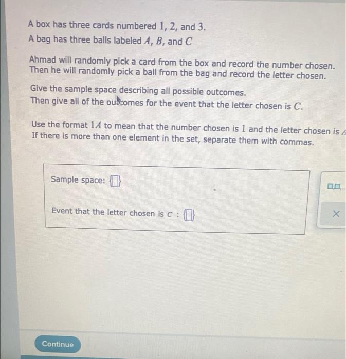 Solved A box has three cards numbered 1, 2, and 3. A bag has | Chegg.com