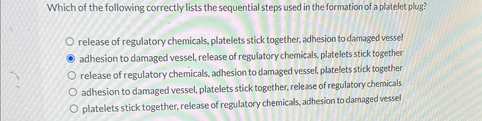 Solved Which of the following correctly lists the sequential | Chegg.com