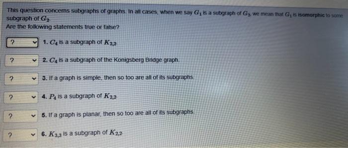 Solved This question concerns subgraphs of graphs. In all | Chegg.com