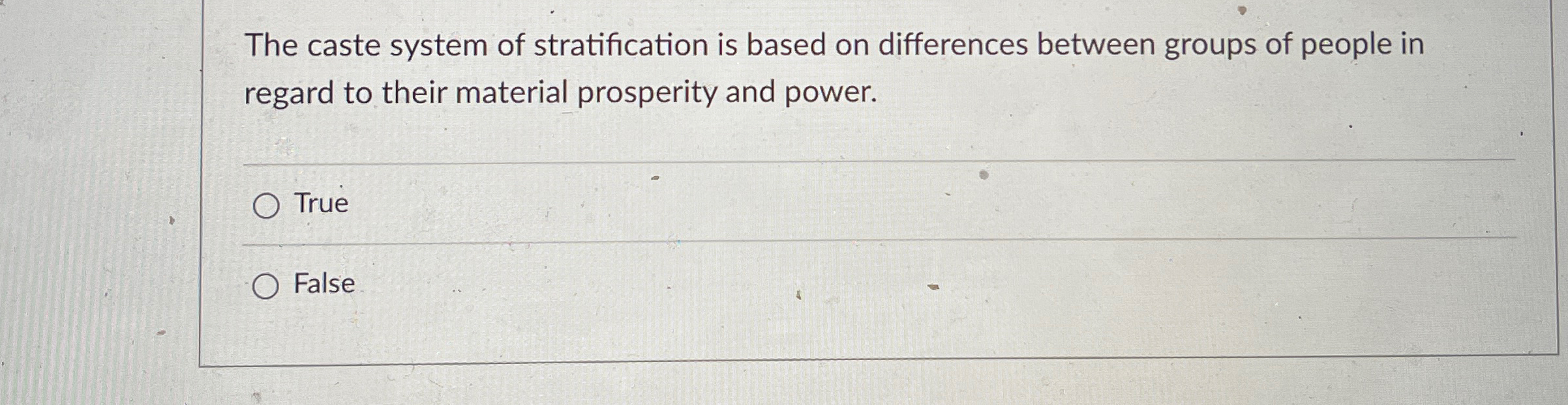 Solved The caste system of stratification is based on | Chegg.com
