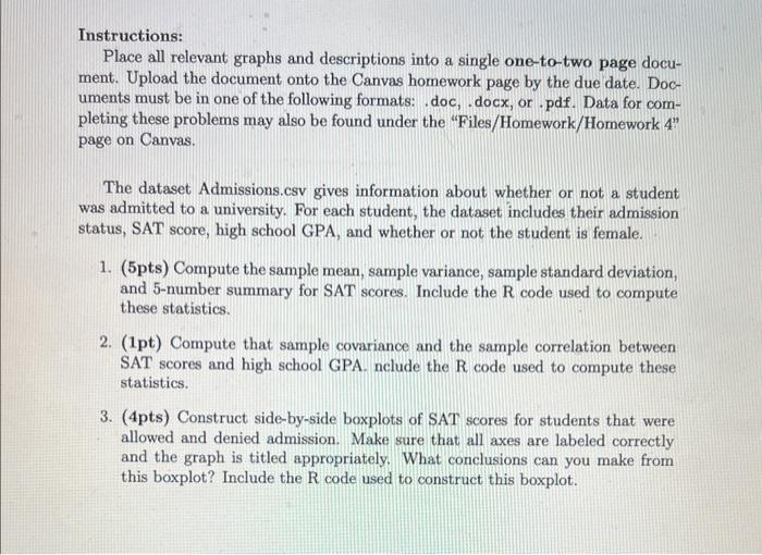 Instructions: Place all relevant graphs and | Chegg.com