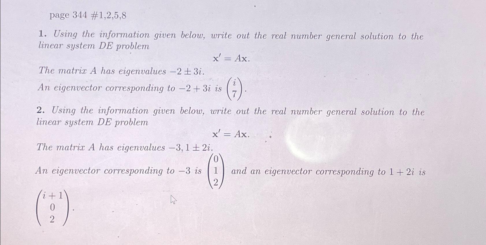 Solved page 344#1,2,5,8Using the information given below, | Chegg.com