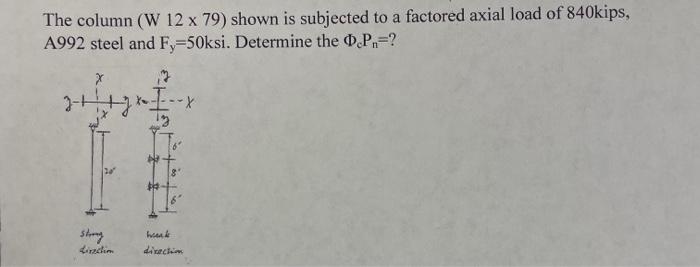 Solved The column (W 12×79 ) shown is subjected to a | Chegg.com