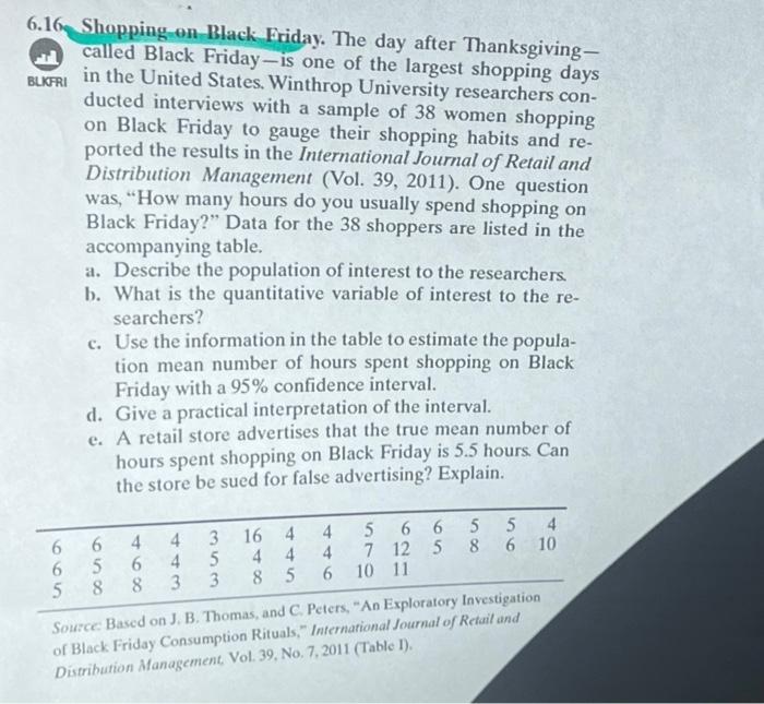 Solved 16. Shopping-on-Black Friday. The day after | Chegg.com