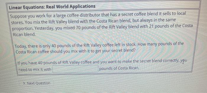 Solved Linear Equations: Real World Applications Suppose you | Chegg.com