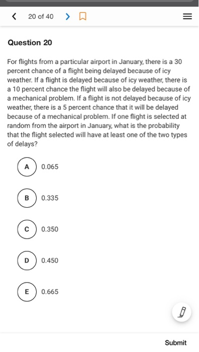 Solved 0 Question 20 For flights from a | Chegg.com