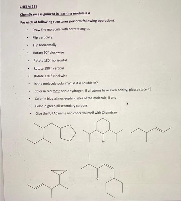 Solved CHEEM 211 ChemDraw assignment in learning module #4 | Chegg.com