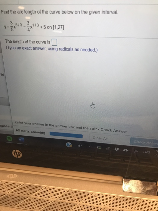 Solved find the arc length of the curve below on the given | Chegg.com