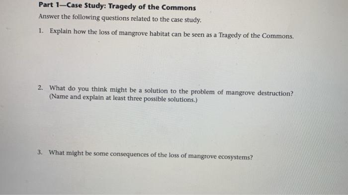 Solved Part 1-Case Study: Tragedy of the Commons Answer the | Chegg.com
