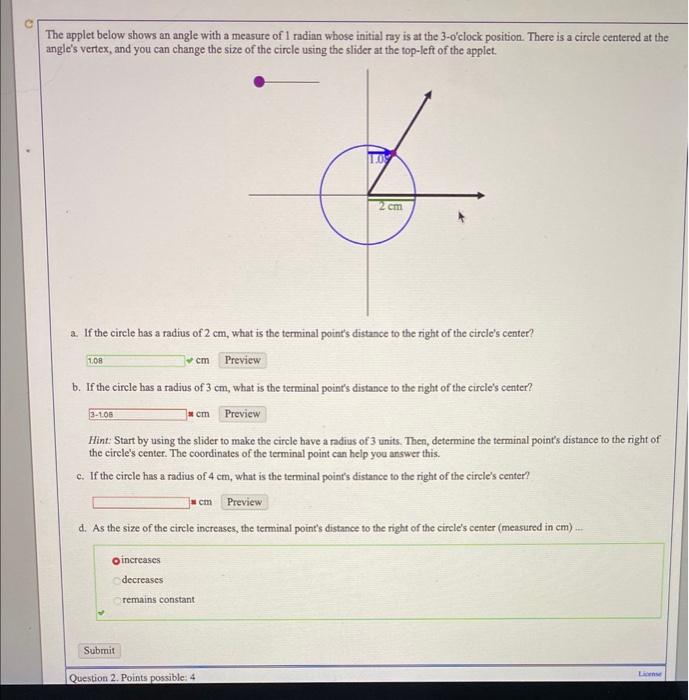 Solved The applet below shows an angle with a measure of 1 | Chegg.com