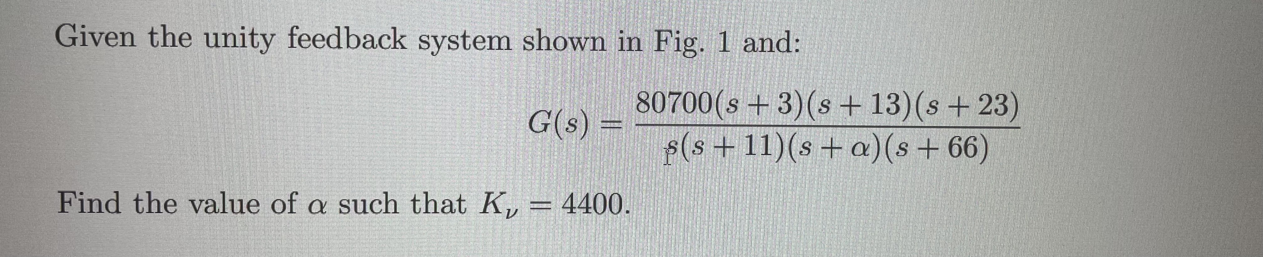 Solved Given the unity feedback system shown in Fig. 1 | Chegg.com
