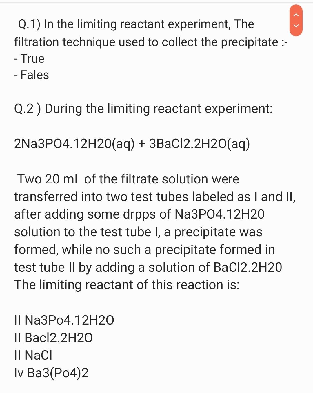 Solved Q.1) In the limiting reactant experiment, The | Chegg.com
