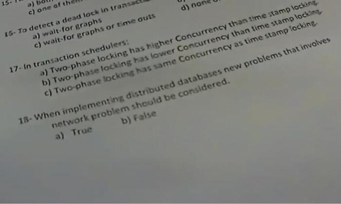 Solved c) wait-for than the stamp lockanter b) Two-phase | Chegg.com