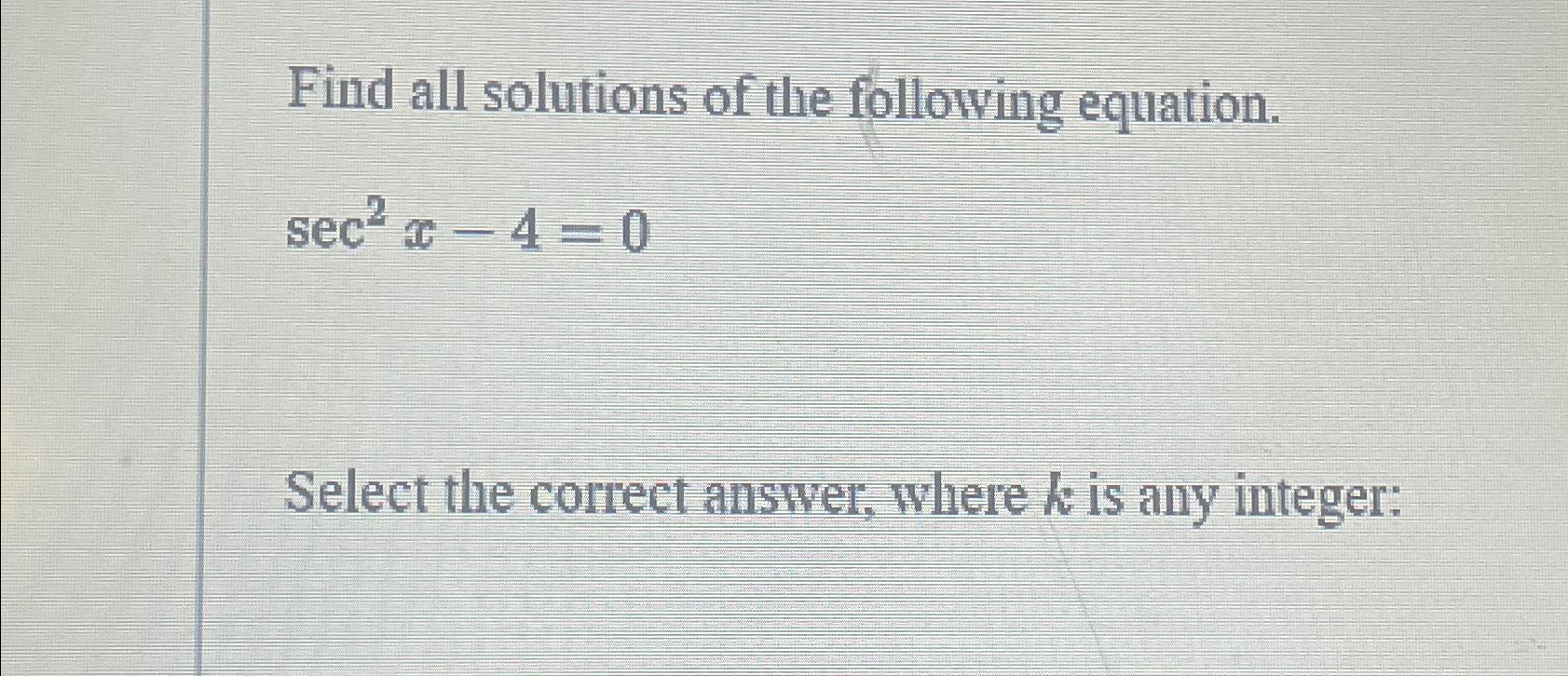 Solved Find all solutions of the following | Chegg.com