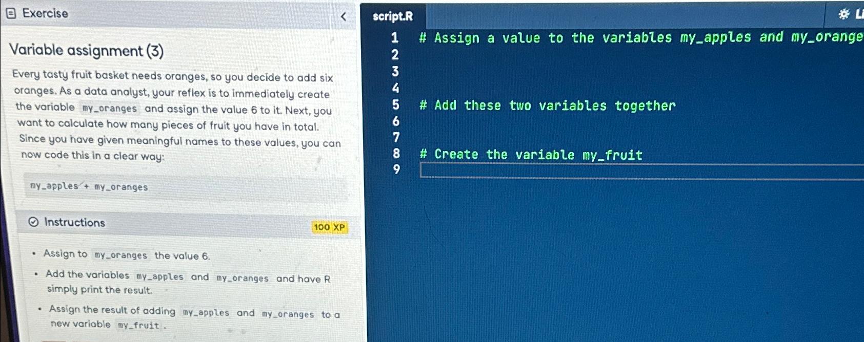 Solved ExerciseVariable assignment (3)Every tasty fruit | Chegg.com
