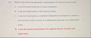 Solved 10.) ﻿Which of the following statements is | Chegg.com