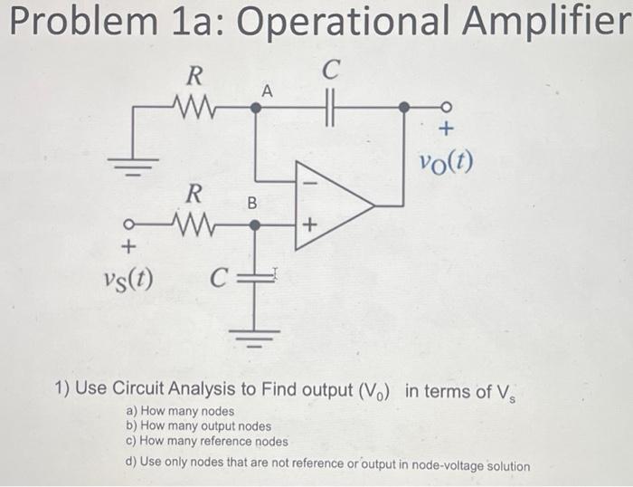 Solved Problem 1a: Operational Amplifier 1) Use Circuit | Chegg.com
